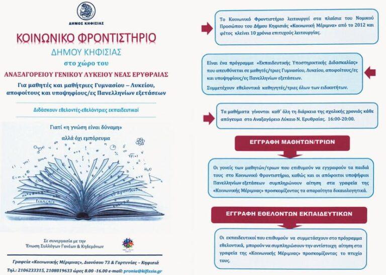 Ξεκίνησαν οι εγγραφές στο Κοινωνικό Φροντιστήριο του Δήμου Κηφισιάς για ...